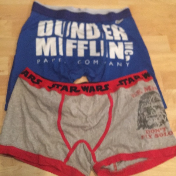 Star Wars And The Office Underwear And Socks Lot Of 2 Mens Medium Boxer Briefs Blue Dunder